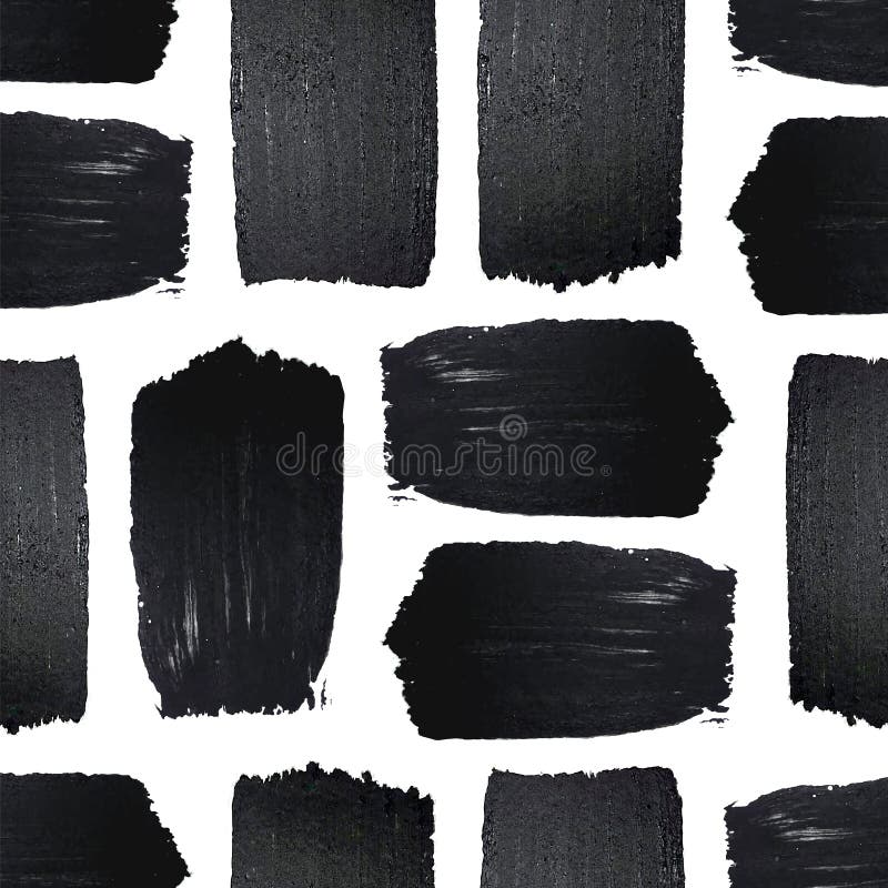 Black Texture Paint Stain Seamless Pattern. Hand Drawn Brush Stroke ...