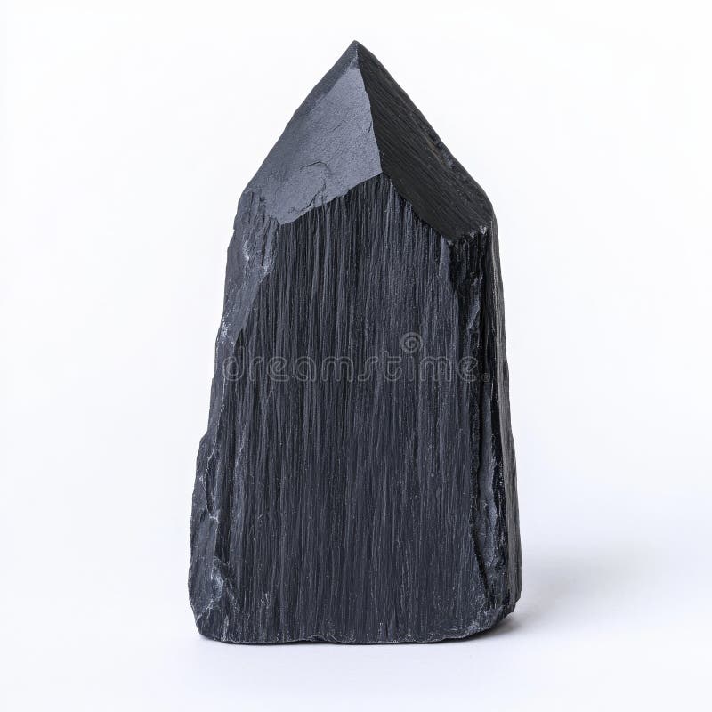 Black Textured Angular Stone Sculpture on White Background Stock ...