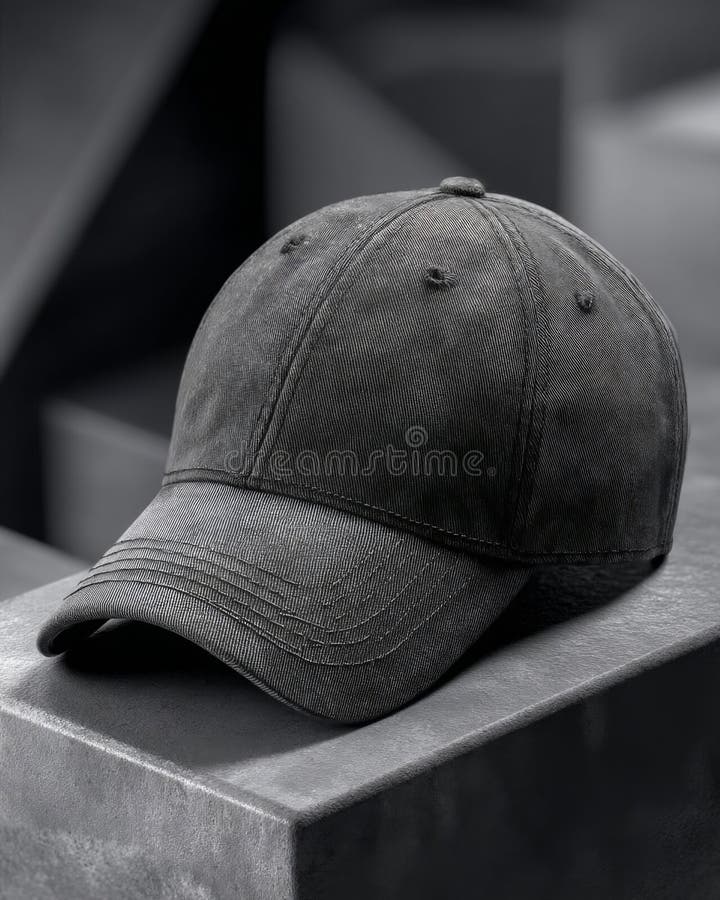 Black Textured Baseball Cap on Grey Background Stock Illustration ...