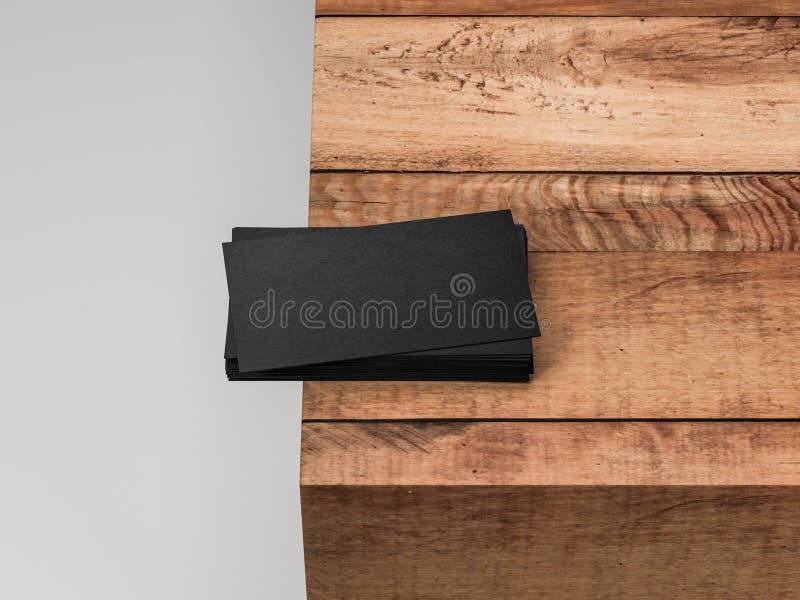 Black Textured Blank Business Cards on Wooden Cube Stock Illustration ...