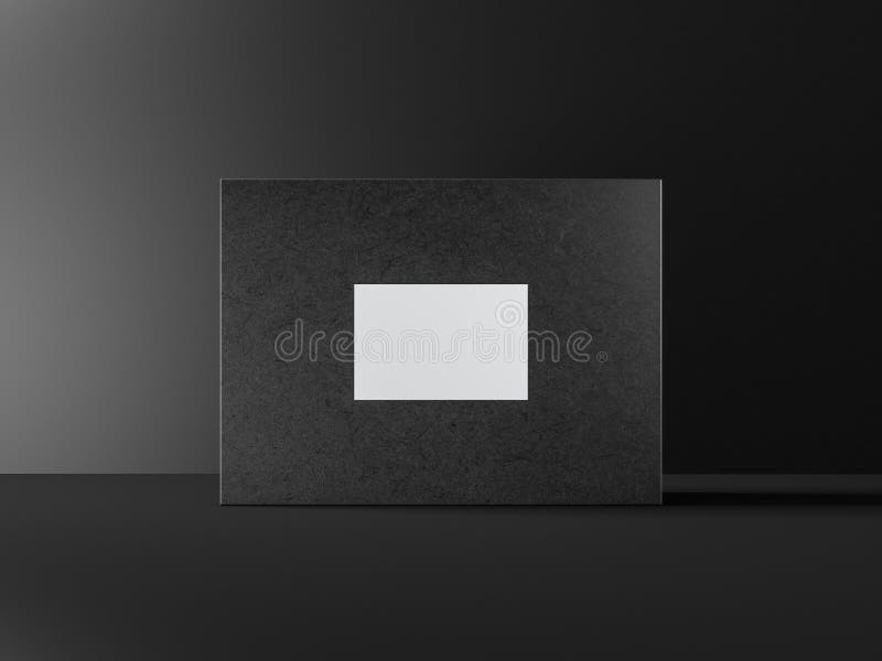 Black Textured Box Mockup Packaging in Dark Studio Stock Illustration ...