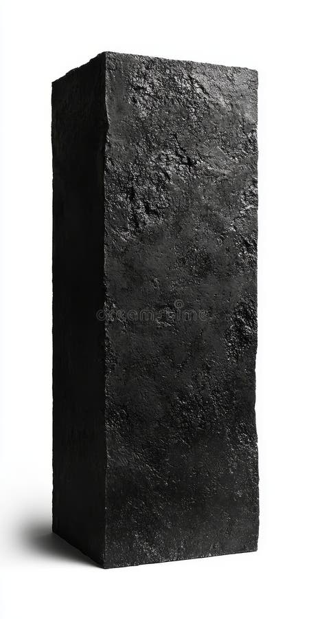 Black Textured Column Against White Background for Minimalist Design ...