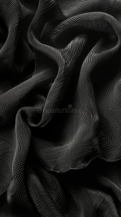 Black Textured Fabric Close-up Stock Photo - Image of design, wave ...