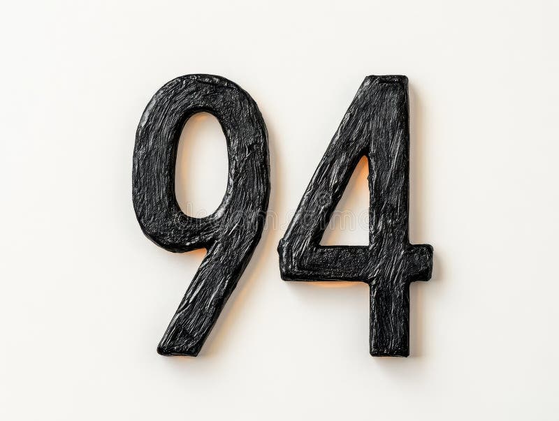Black Textured Numbers 94 on a Light Background Stock Image - Image of ...