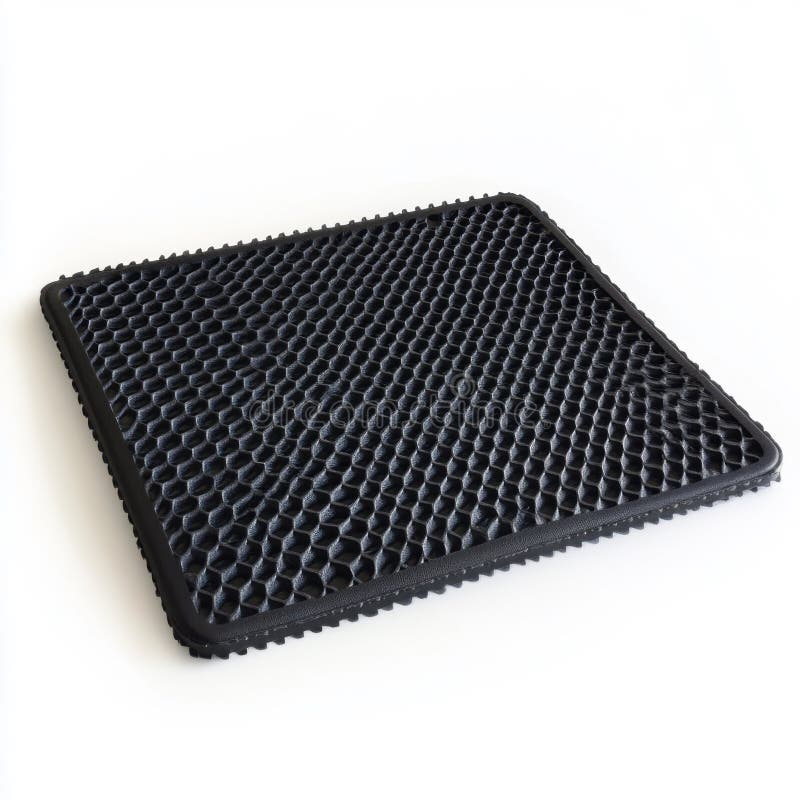 Black Textured Rubber Mat with Hexagonal Pattern on White Background ...