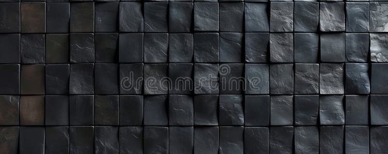 Black Textured Square Tiles Wall, Abstract Geometric Background Stock ...