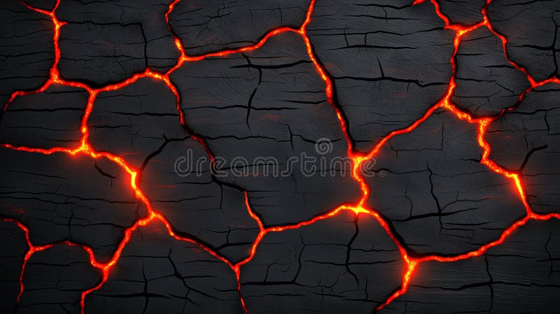 Black Textured Surface with Glowing Red Lava Like Cracks Creating ...
