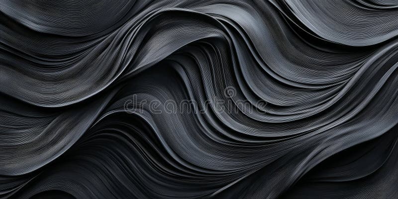 Black Textures Wallpaper with Abstract Silk Smooth Waves Pattern ...