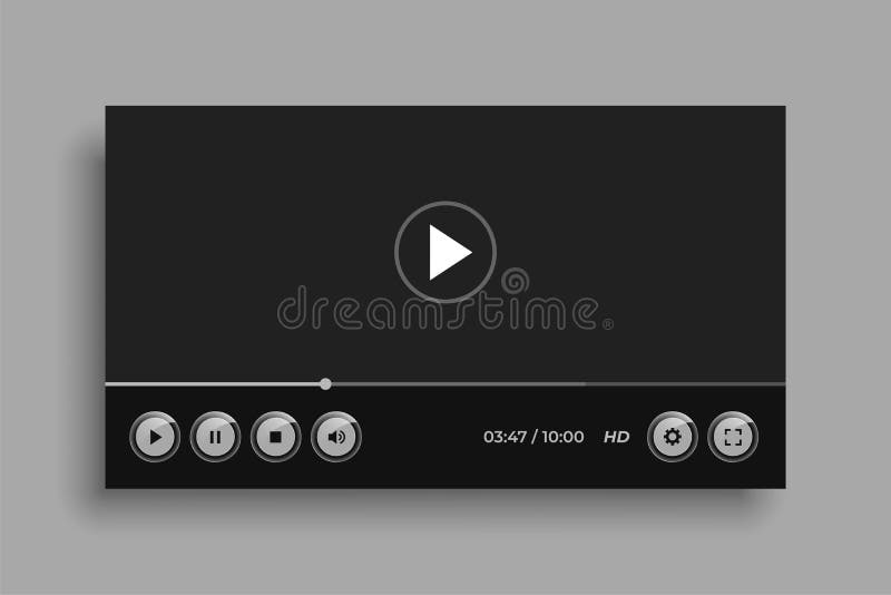 Black Theme Video Player Template Design Vector Illustration Stock ...