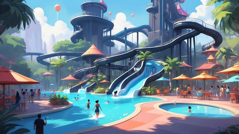 Black Themed Aesthetic Minimalist Water Park Ai Generated Stock ...
