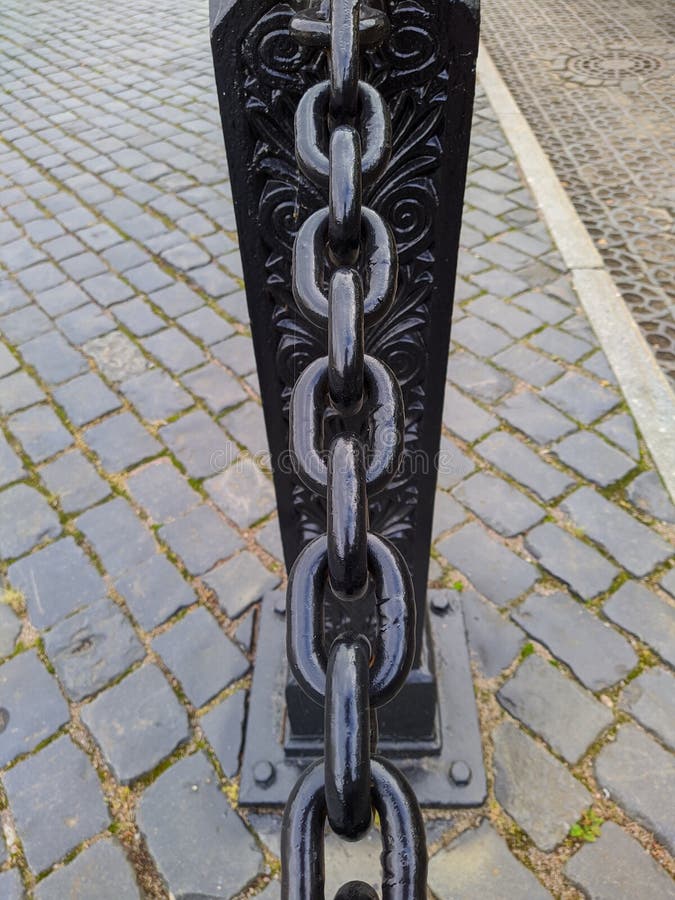 Black and Thick Chain Attached To the Support Stock Photo - Image of ...