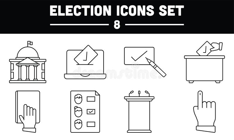 Black Thin Line Art of Election Icon or Symbol Stock Illustration ...