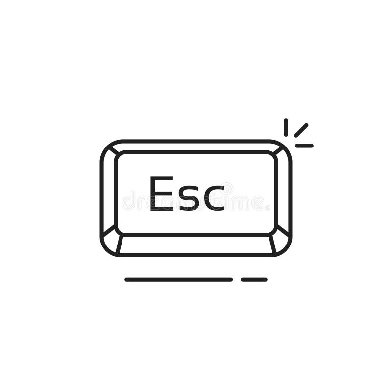 Black Thin Line Esc Key Simple Button Stock Vector - Illustration of ...