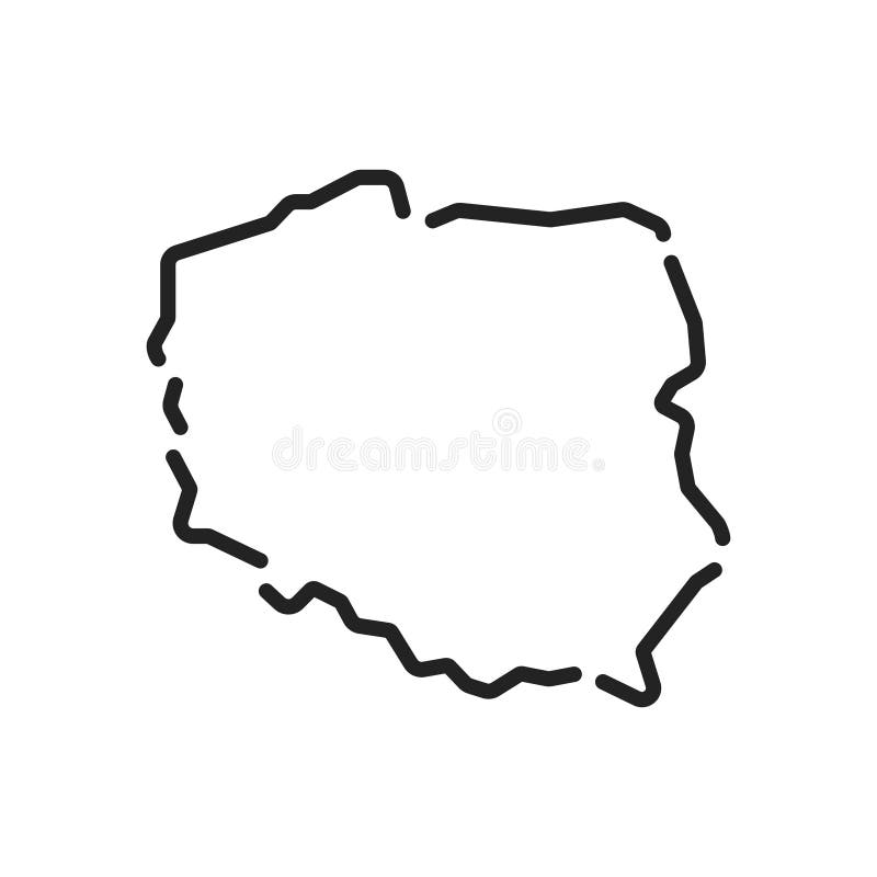 Black Thin Line Poland Map Icon Like Polish Border Stock Illustration ...