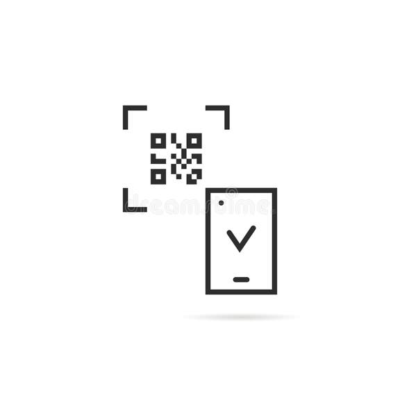 Black Thin Line Qr Code Scanning on White Background Stock Vector ...