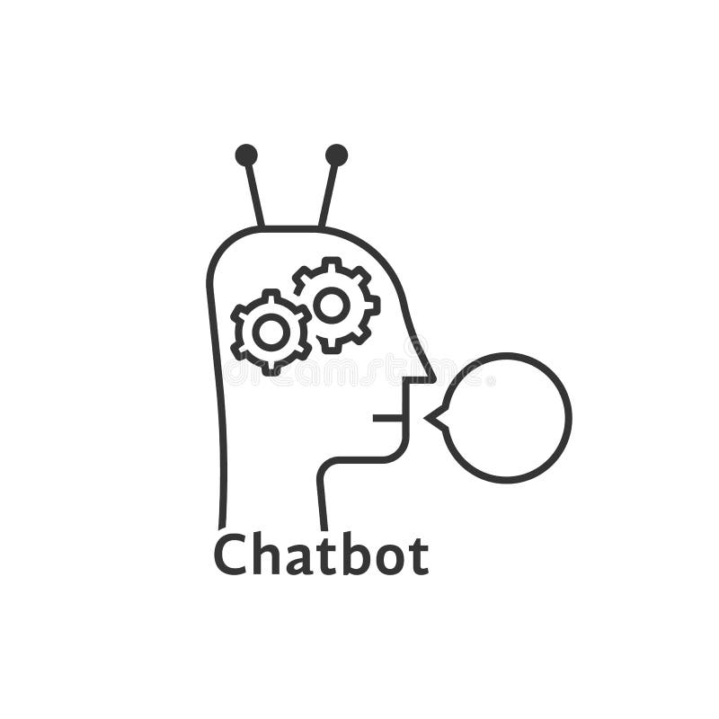 Black Chatbot with Speech Bubble Stock Vector - Illustration of face ...