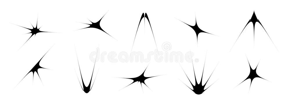 Black Thin Quirky Thorn Element Set. Sharp Star Shapes and Angular ...