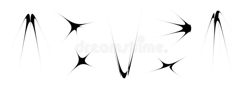 Black Thin Quirky Thorn Element Set. Sharp Star Shapes and Angular ...