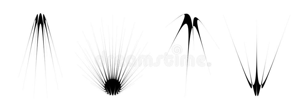 Black Thin Spiky Element Set. Abstract Sharp Thorn Shapes and Angular ...