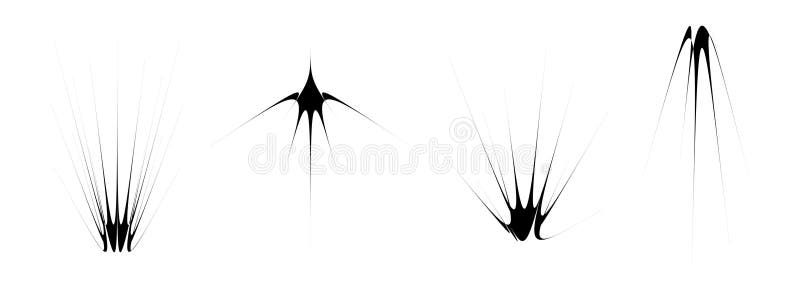 Black Thin Spiky Element Set. Abstract Thorn Semicircle Shapes and ...