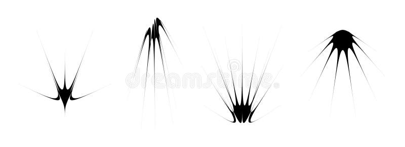 Black Thin Spiky Thorn Element Set. Abstract Sharp Shapes and Angular ...