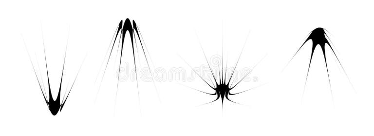 Black Thin Spiky Thorn Element Set. Abstract Sharp Shapes and Angular ...