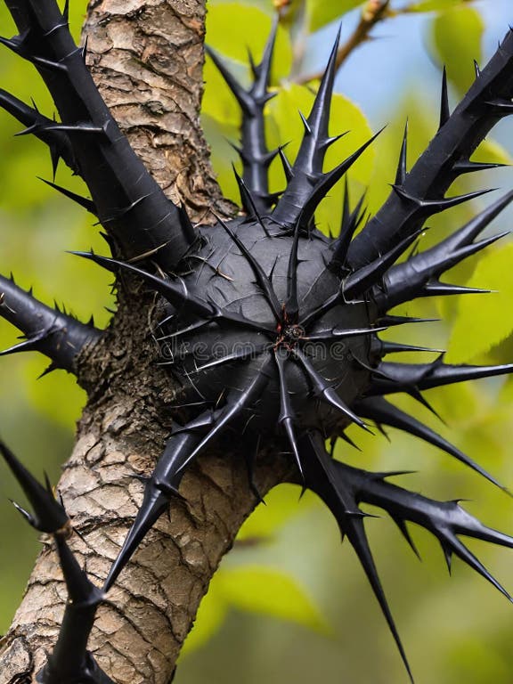 Black thorns of a tree stock illustration. Illustration of wood - 309600686