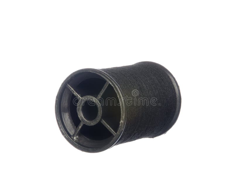 Black Thread Isolated On White Stock Photo - Image of textile, roll ...