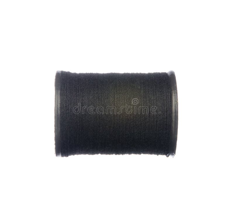 Black Thread Isolated on White Stock Photo - Image of textile, roll ...