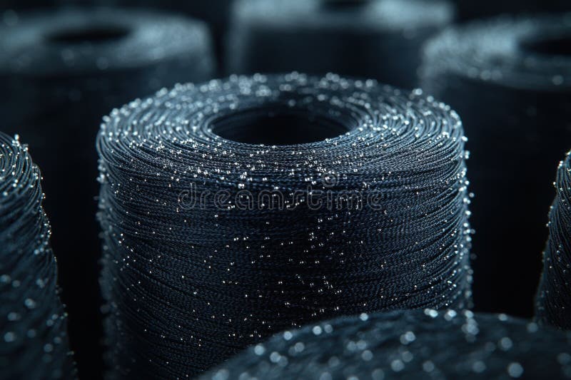 Black Thread Spool Surrounded by Mist in a Dark Setting Creating a ...