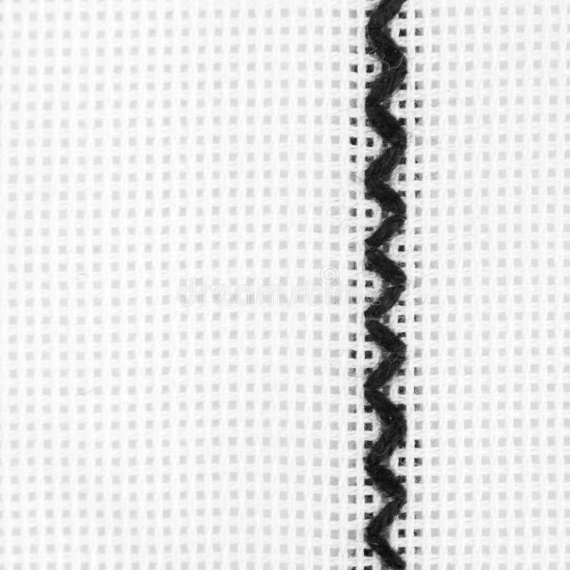 Black Thread on White Textile Stock Photo - Image of homemade, design ...