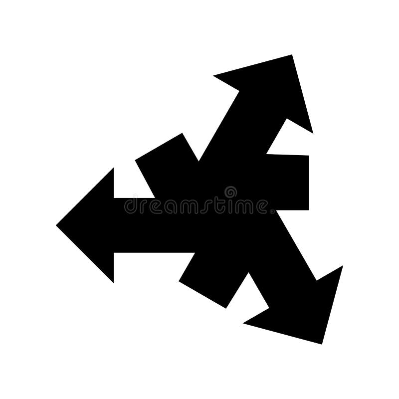Black Three Arrows Out Center Icon. Stock Vector - Illustration of ...