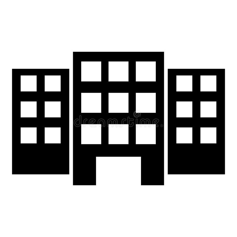 Black Three Building Icon Vector Eps10. Building Icon with Windows ...