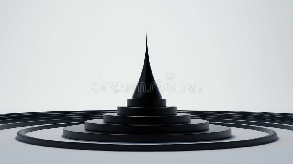 A Black, Three-dimensional Pyramid with a Pointed Top and a Series of ...