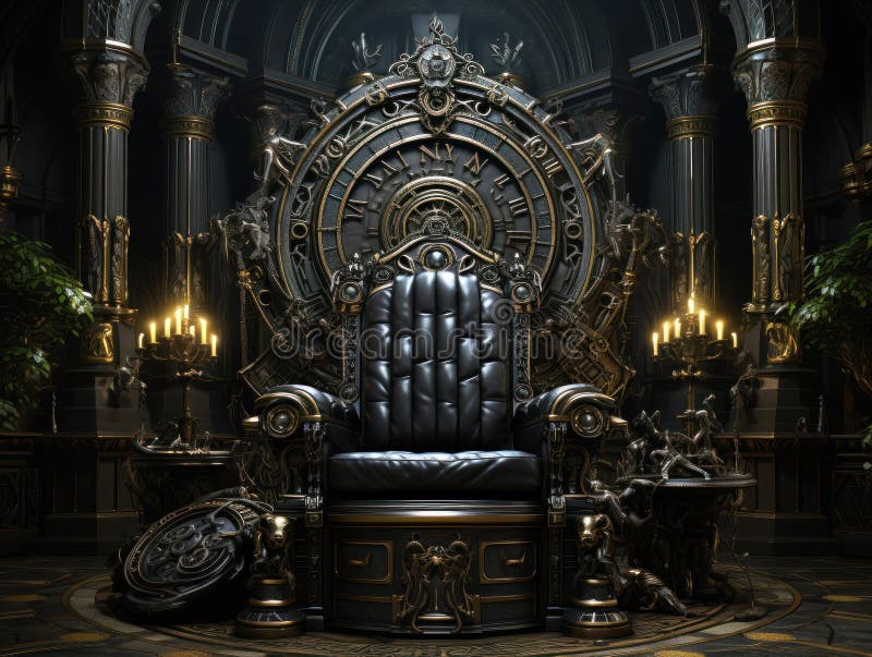 Black Throne. Decorated Empty Throne Hall. Stock Photo - Image of rich ...