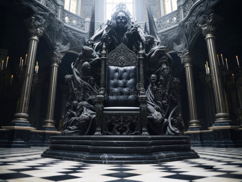 Black Throne. Decorated Empty Throne Hall. Stock Photo - Image of ...