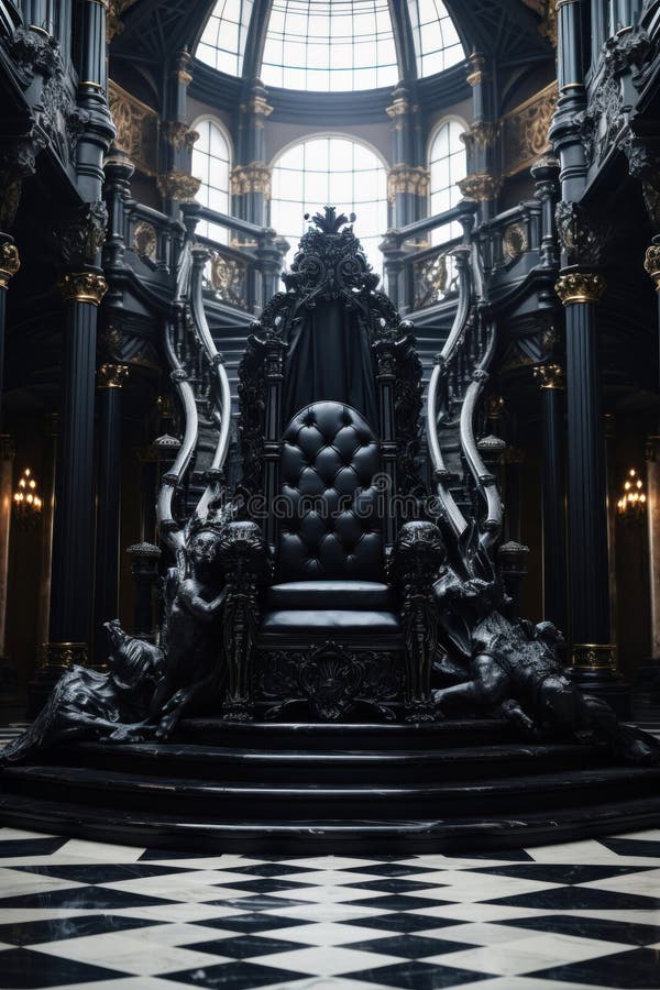 Black Throne. Decorated Empty Throne Hall. Stock Photo - Image of rich ...