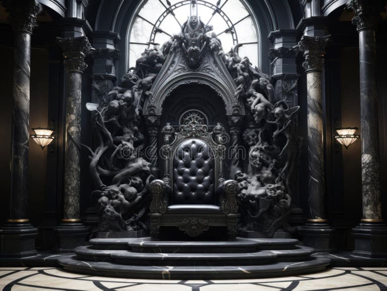 Black Throne. Decorated Empty Throne Hall. Stock Image - Image of empty ...