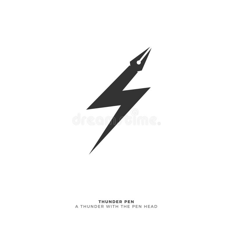 A Black Thunder with Pen Head Stock Vector - Illustration of business ...