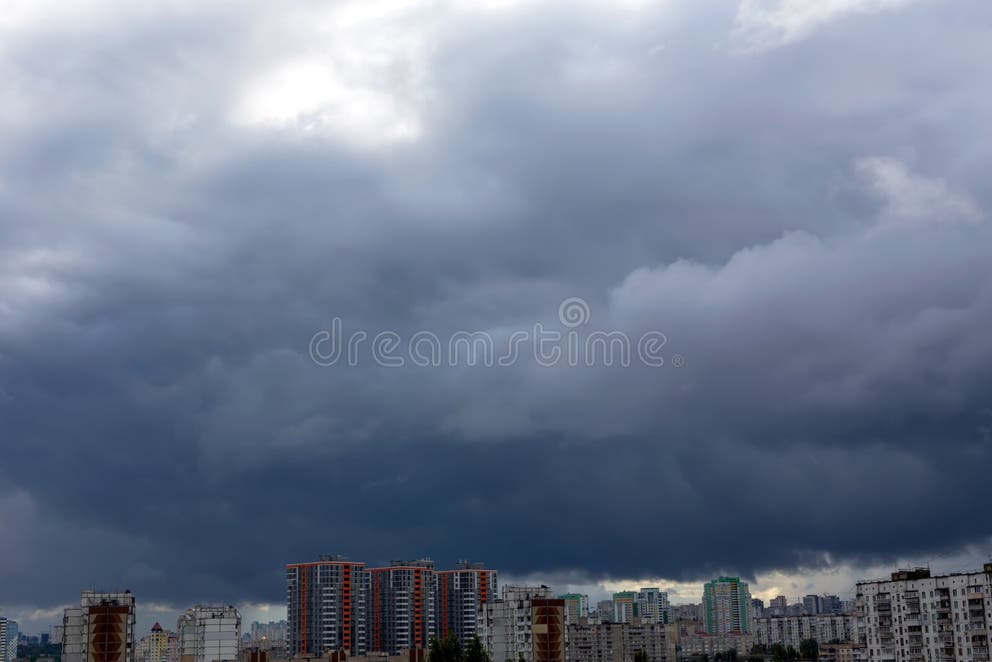 Black Storm Cloud Over the City Stock Image - Image of ominous ...