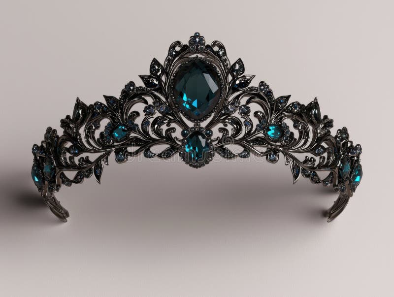 Black Tiara with Dark Blue Gems Stock Illustration - Illustration of ...