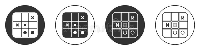 Black Tic Tac Toe Game Icon Isolated on White Background. Circle Button ...