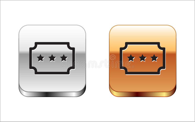 Black Ticket Icon Isolated on White Background. Amusement Park. Silver ...
