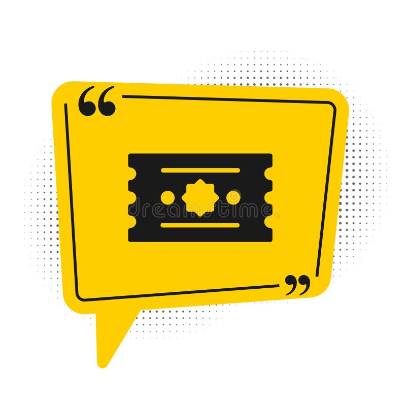 Black Ticket Icon Isolated on White Background. Amusement Park. Yellow ...