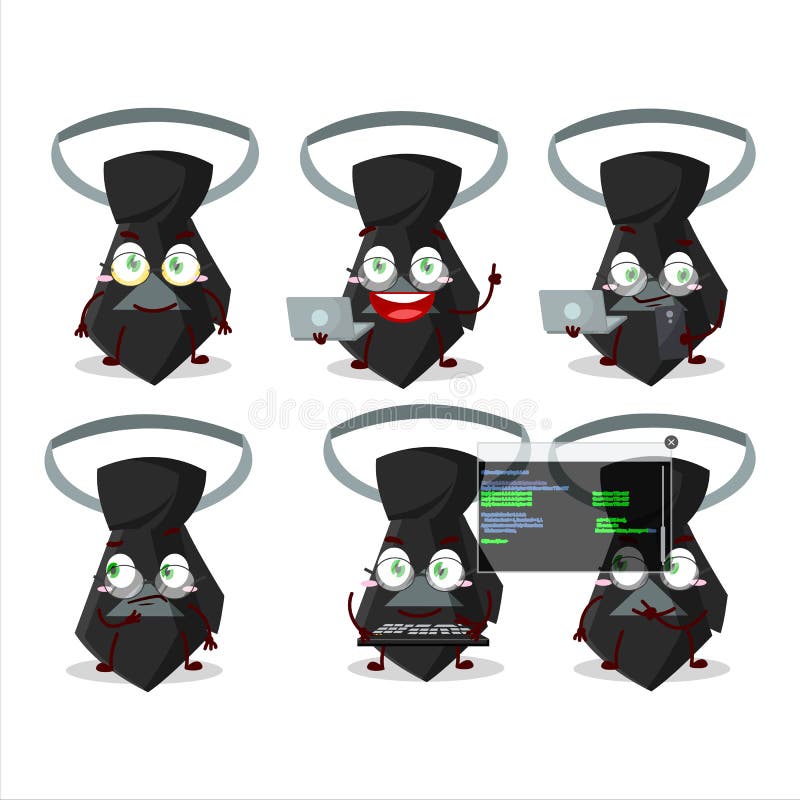 Black Tie Programmer Cute Cartoon Character with Stock Vector ...