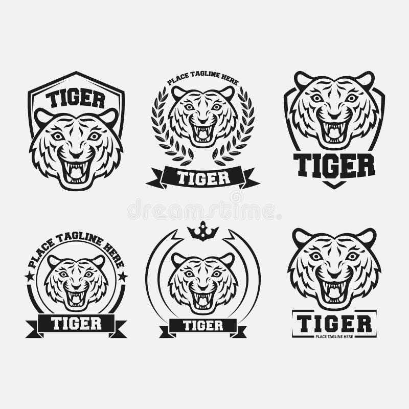 Black Tiger Icon Collection Set Stock Vector - Illustration of face ...