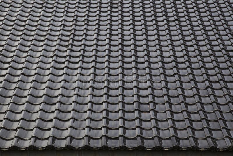 Black Tiled Roof for Background Usage Stock Photo - Image of detail ...