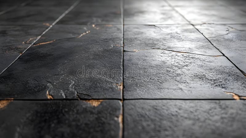 Black Tiles Floor Background Stock Illustration - Illustration of light ...