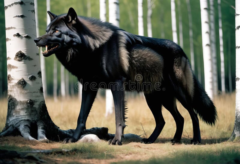Black Timber Wolf with Deer Leg Stock Illustration - Illustration of ...