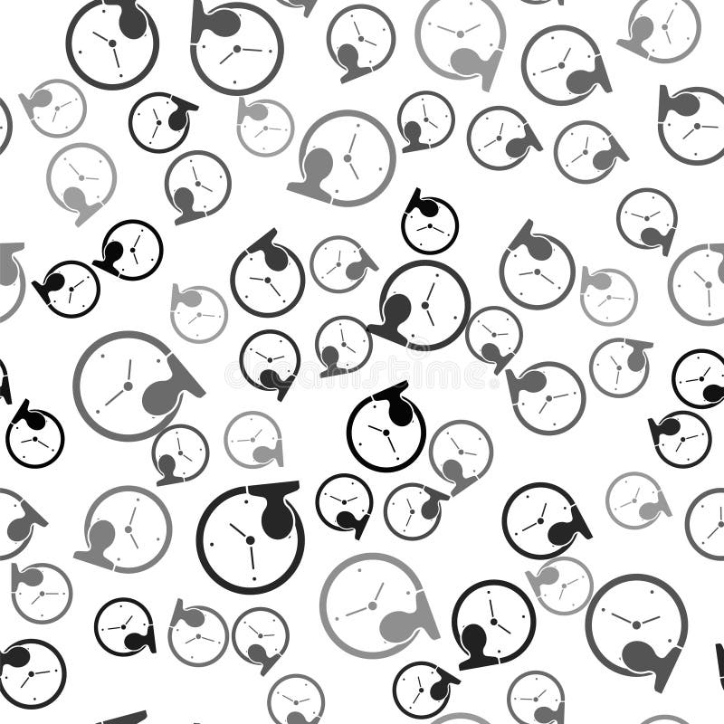 Black Time Management Icon Isolated Seamless Pattern on White ...